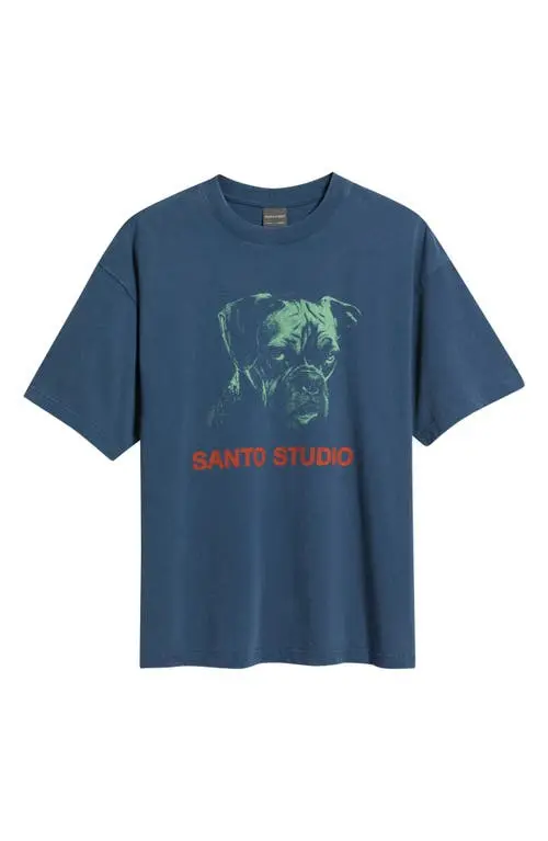 SANTO STUDIO Cynical Stare Dog Graphic T-shirt