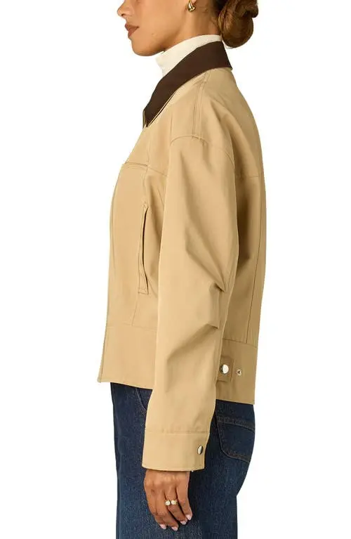 Wit & Wisdom Contrast Collar Peplum Jacket - Strw Straw