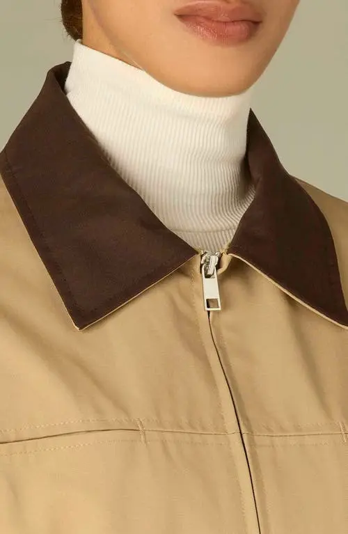 Wit & Wisdom Contrast Collar Peplum Jacket - Strw Straw