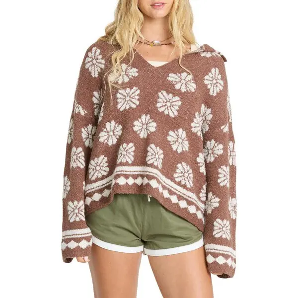 BILLABONG Oversize Floral Intarsia Sweater