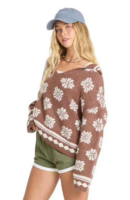 BILLABONG Oversize Floral Intarsia Sweater