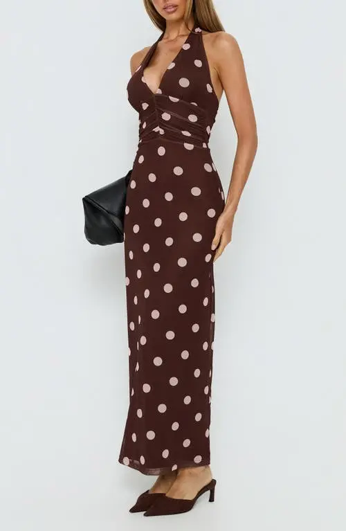 Princess Polly Saviana Halter Ruched Maxi Dress