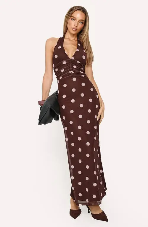 Princess Polly Saviana Halter Ruched Maxi Dress