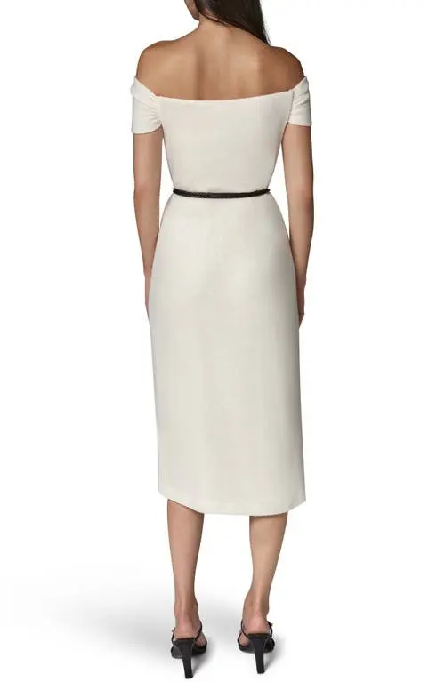 DONNA KARAN WEEKEND Off-the-shoulder Knit Dress With Belt