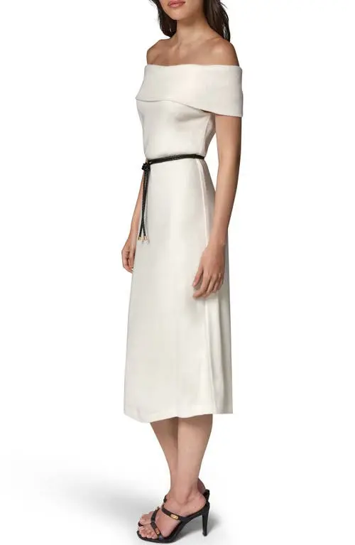 DONNA KARAN WEEKEND Off-the-shoulder Knit Dress With Belt