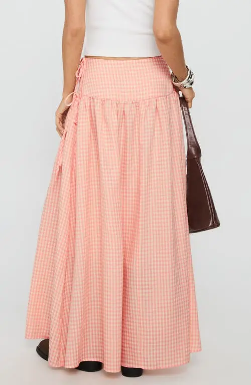 Princess Polly Analeah Gingham Side Tie Maxi Skirt