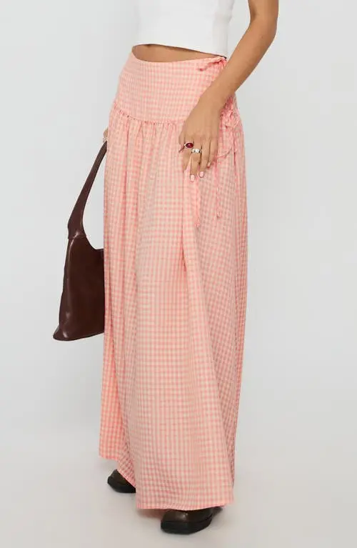 Princess Polly Analeah Gingham Side Tie Maxi Skirt