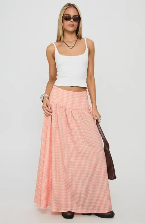 Princess Polly Analeah Gingham Side Tie Maxi Skirt