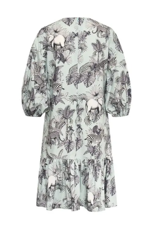 MAISON COMMON Printed Cotton Dress With Ruffles
