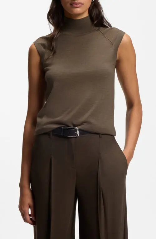 BOSS Fipini" Mock Neck Virgin Wool Top