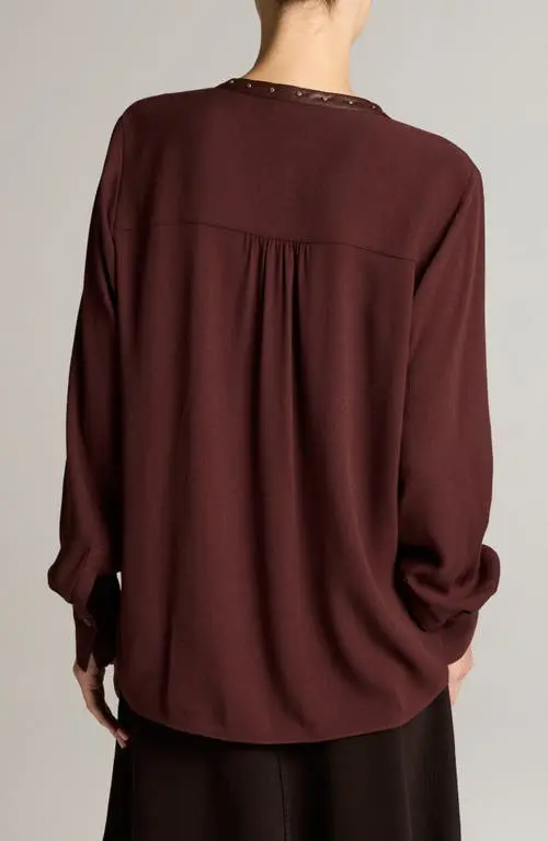 Vince Studded Placket Long Sleeve Top