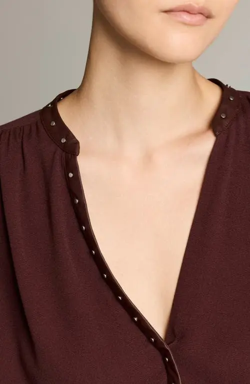 Vince Studded Placket Long Sleeve Top