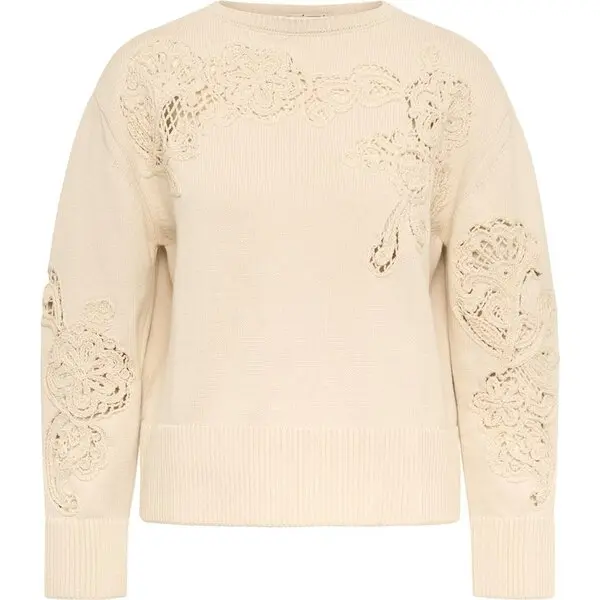 MAISON COMMON Cotton Pullover With Embroidery - Sand