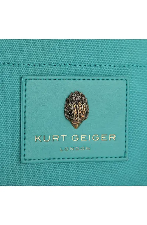 Kurt Geiger Canvas Shopper Tote With Embellished Cat Patch - Turquoise Sloth