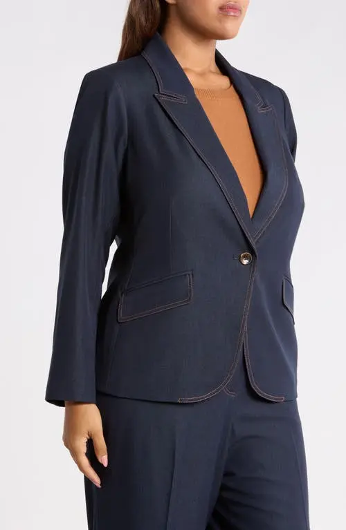 TAHARI ASL Denim Blazer With Peak Lapels