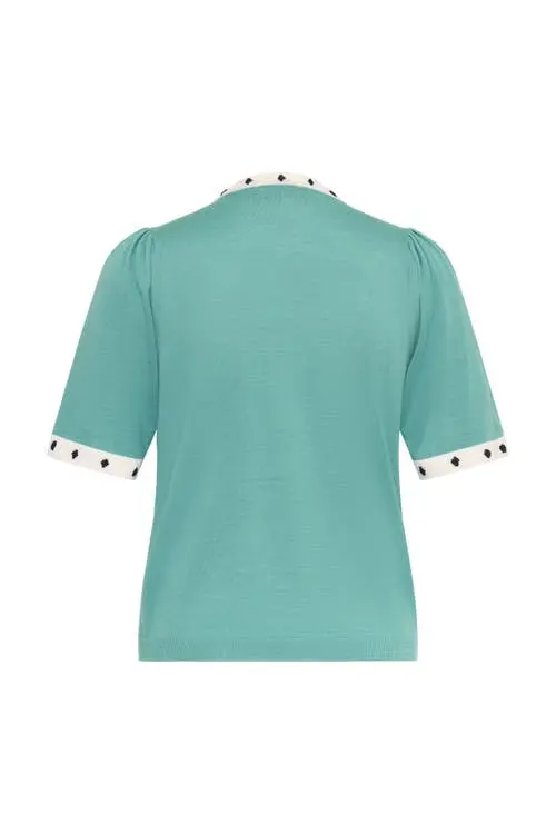 MAISON COMMON Light Pullover With Contrast Piping With Leopard Head Application