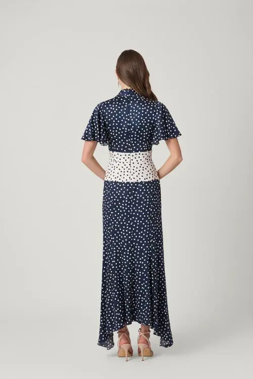 Shoshanna Polka Dot Satin Maxi Dress