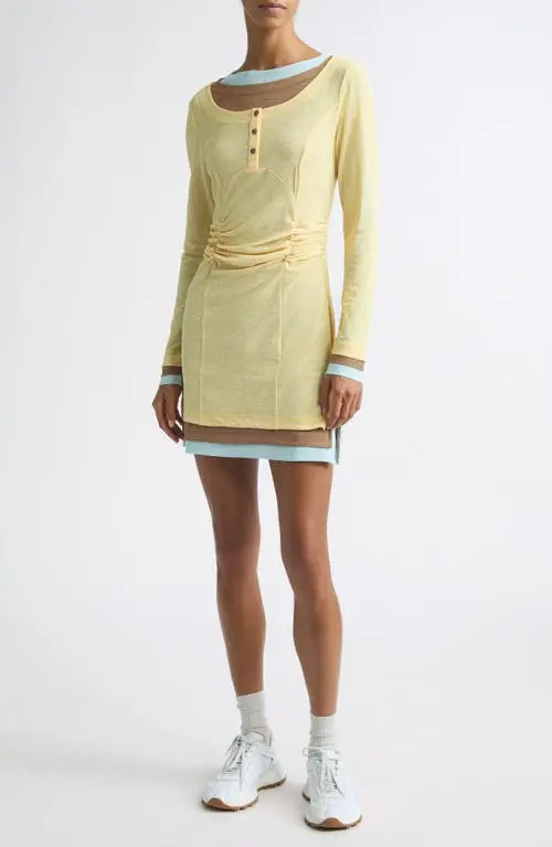 SIEDRES Lyna Long Sleeve Contrast Layered Minidress - Yellow Multi