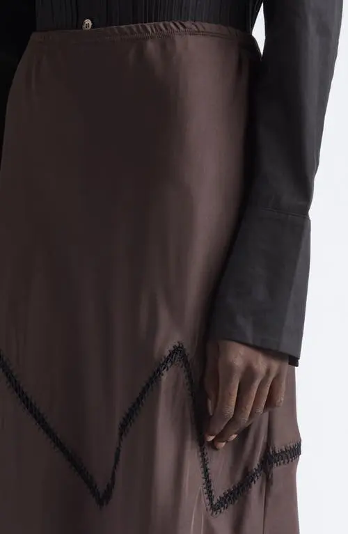 DIOTIMA Orisha Embroidered Silk Maxi Skirt - Molasses