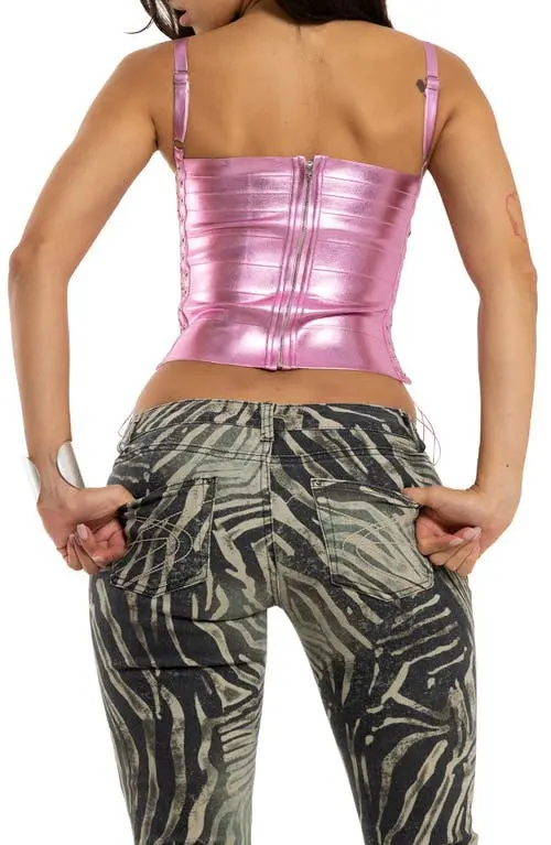 JADED LONDON Metallic Lace-up Bustier Top