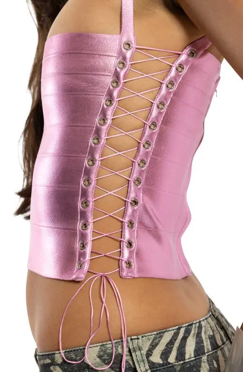 JADED LONDON Metallic Lace-up Bustier Top