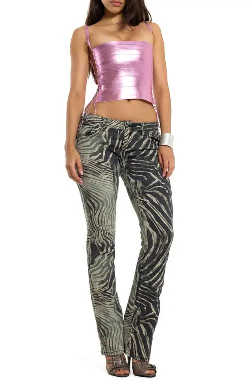 JADED LONDON Metallic Lace-up Bustier Top