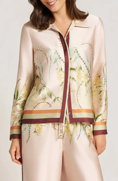 Matty M. Palmera Botanical Print Button-down Shirt - Natural