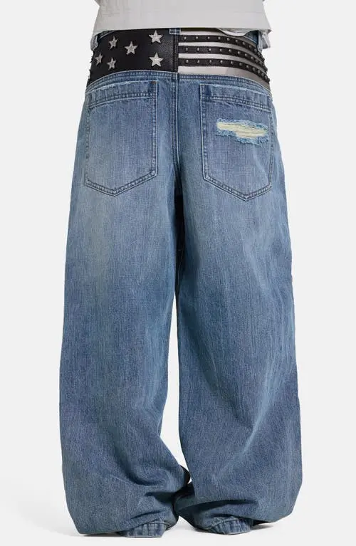 JADED LONDON Usa Flag Appliqué Low Rise Colossus Jeans