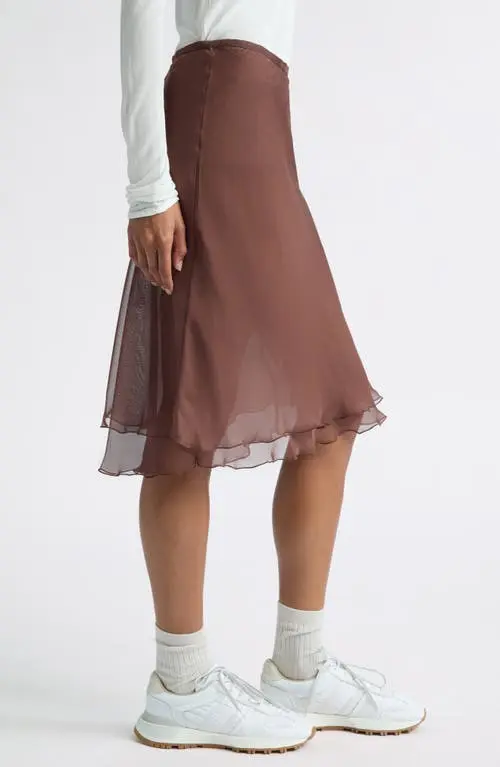 SIEDRES Colette Sheer Chiffon Midi Skirt - Brown