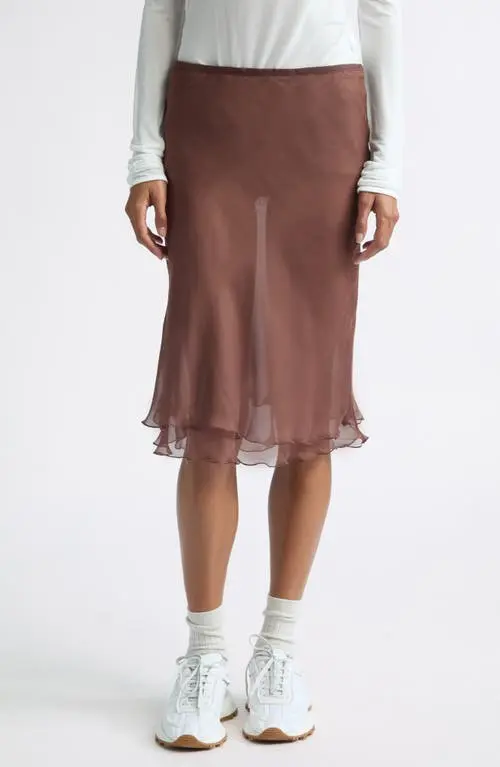 SIEDRES Colette Sheer Chiffon Midi Skirt - Brown