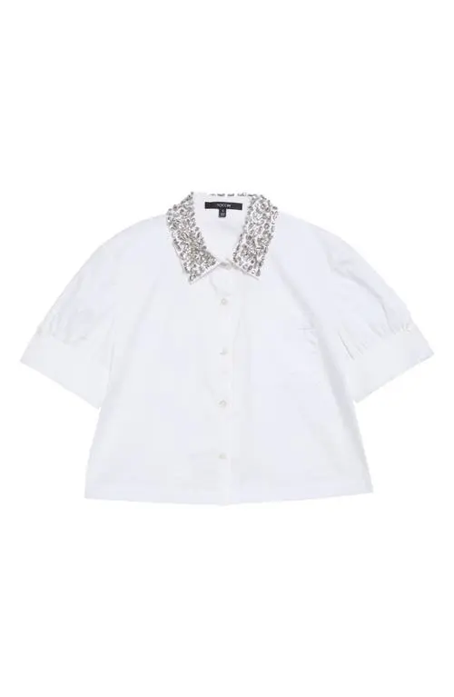 TOCCIN Zadie Rhinestone Embellished Stretch Poplin Cropped Shirt