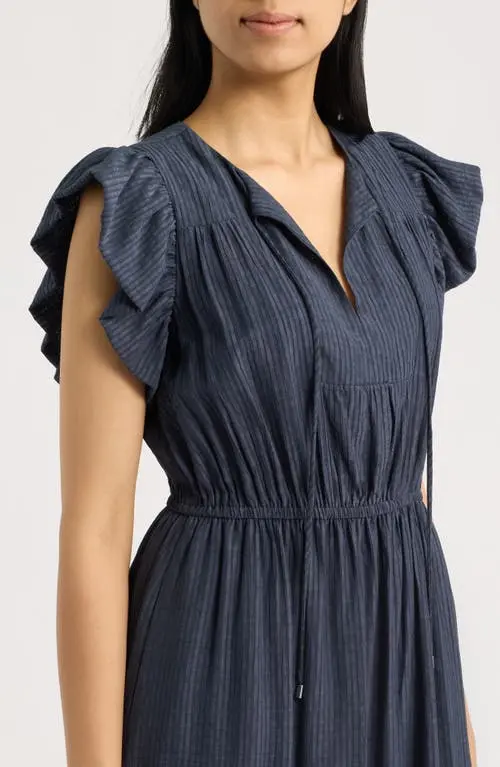 Julia Jordan Stripe Tiered Midi Dress - Navy