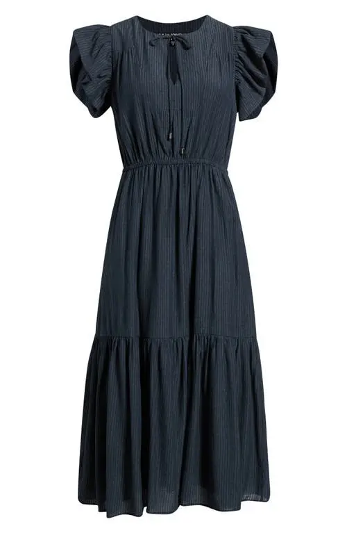 Julia Jordan Stripe Tiered Midi Dress - Navy