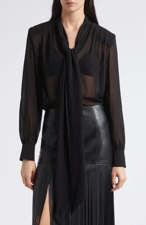 TOCCIN Kaila Tie Neck Chiffon Top