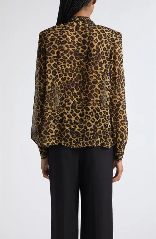 TOCCIN Kaila Tie Neck Chiffon Top - Leopard