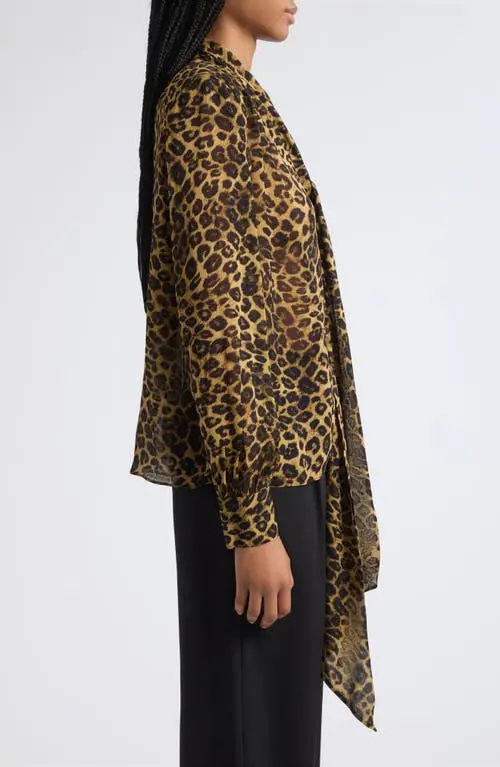 TOCCIN Kaila Tie Neck Chiffon Top - Leopard