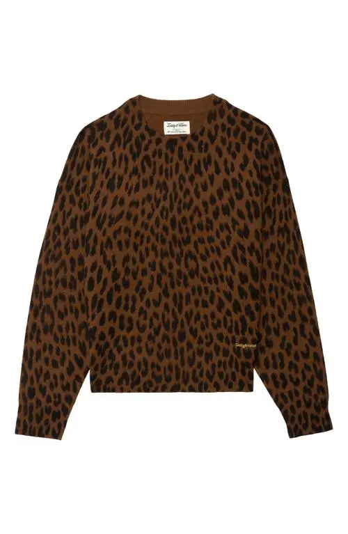 Zadig&Voltaire Soulo Leopard Print Wool & Cashmere Crewneck Sweater