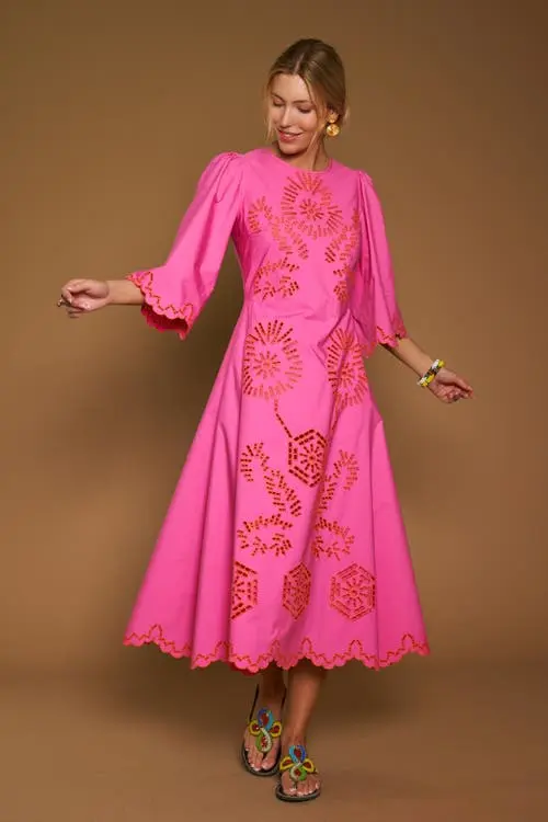 MAISON COMMON Embroidered Poplin Dress