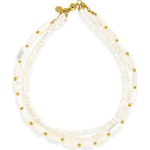 MELANIA CLARA Freshwater Pearl Three Strand Necklace - Pearl White