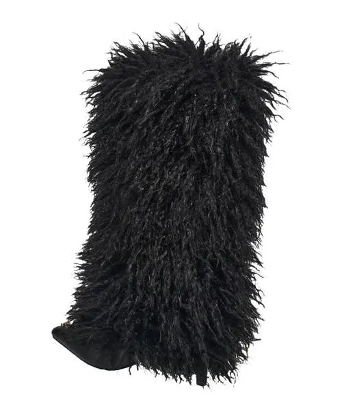 True Religion Faux Fur Trimmed Knee High Boots - Black