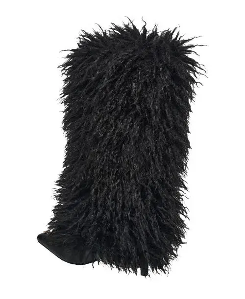True Religion Faux Fur Trimmed Knee High Boots - Black