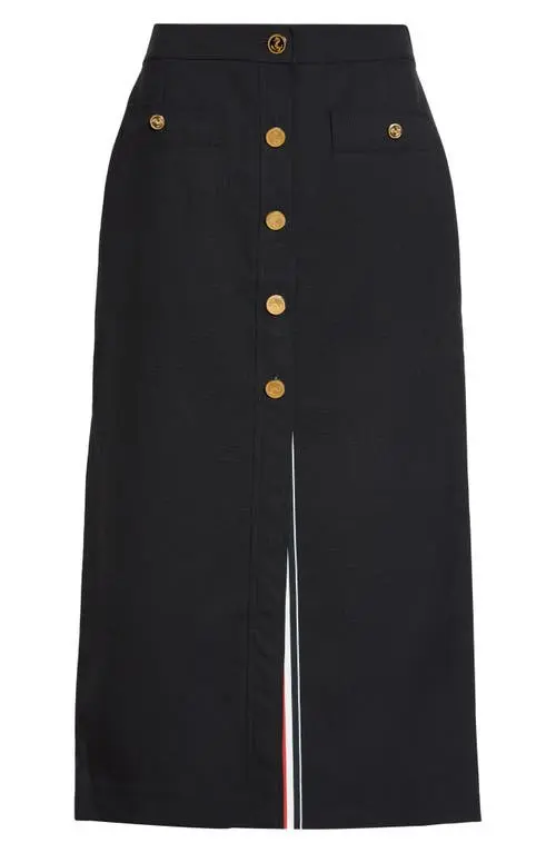 Thom Browne Button-front Wool Midi Skirt