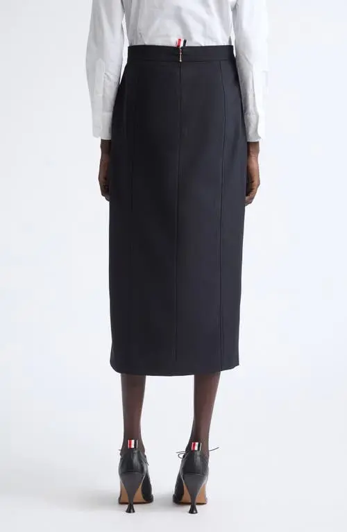 Thom Browne Button-front Wool Midi Skirt - Navy