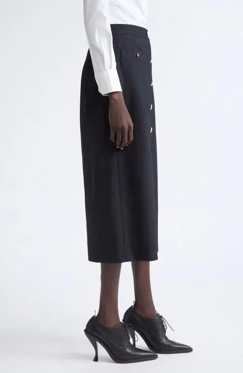 Thom Browne Button-front Wool Midi Skirt - Navy