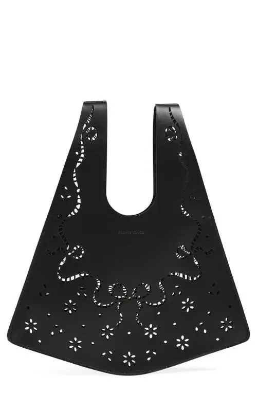 Simone Rocha Mini Lasercut Leather Shopper Bag - Black