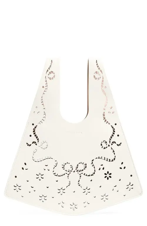 Simone Rocha Mini Lasercut Leather Shopper - Cream