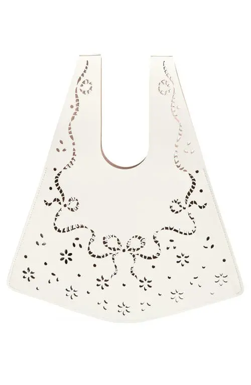 Simone Rocha Mini Lasercut Leather Shopper - Cream