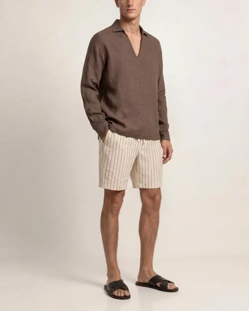 Orlebar Brown Relaxed Fit Pinstriped Linen Shorts
