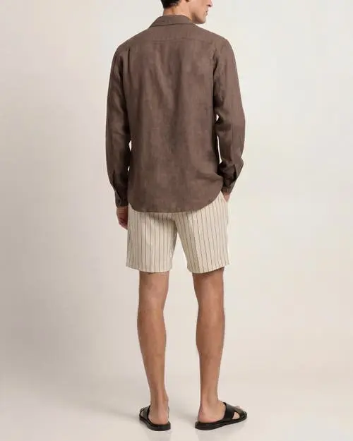 Orlebar Brown Relaxed Fit Pinstriped Linen Shorts