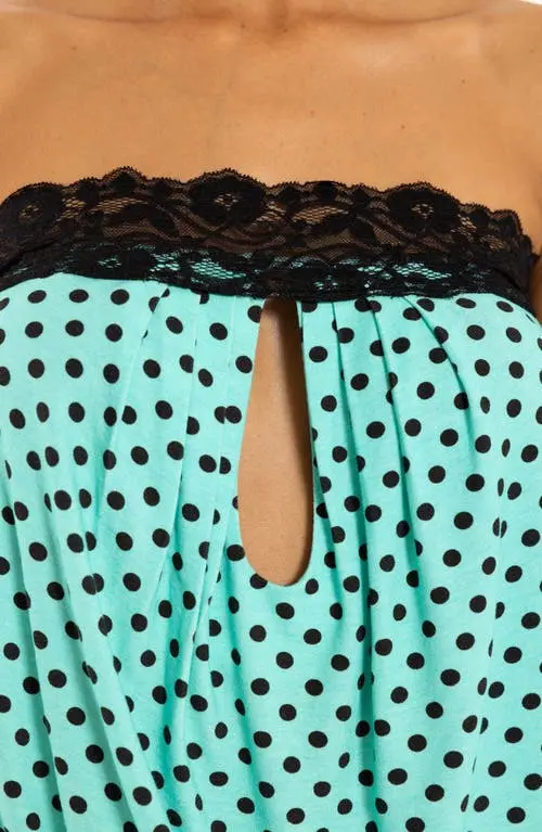 JADED LONDON Polka Dot Strapless Top With Lace Trim